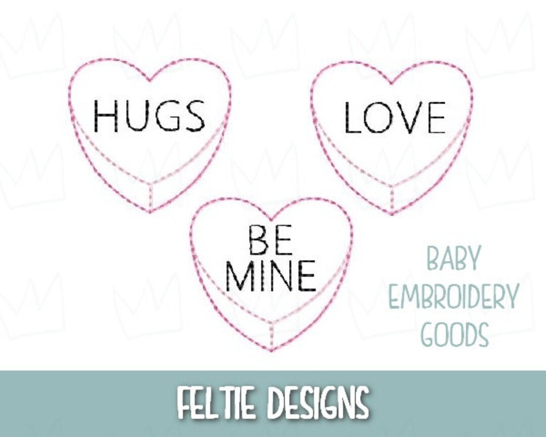 Love Felty 3 Designs 2 Sizes Each Heart Feltie Machine Embroidery ...