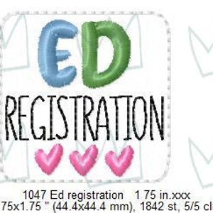 Ed Registration Feltie Designs 2 Sizes Machine Embroidery Design - Etsy