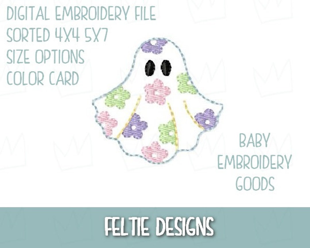 Ghost Halloween 2 Sizes Feltie Ghost Feltie File Machine Embroidery ...