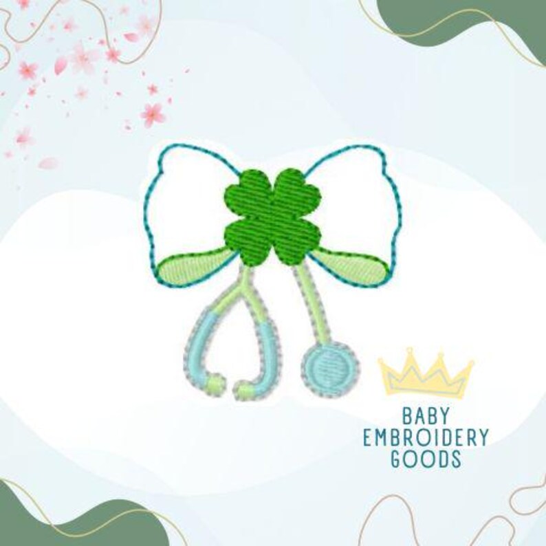 Four Leaf Clover Bow Stethoscope 2 Size Feltie File Christmas Machine ...