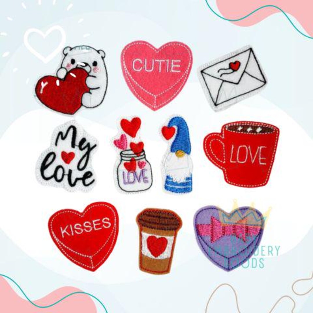 Love Felty 10 Designs 3 Sizes Each Feltie Machine Embroidery Design ...