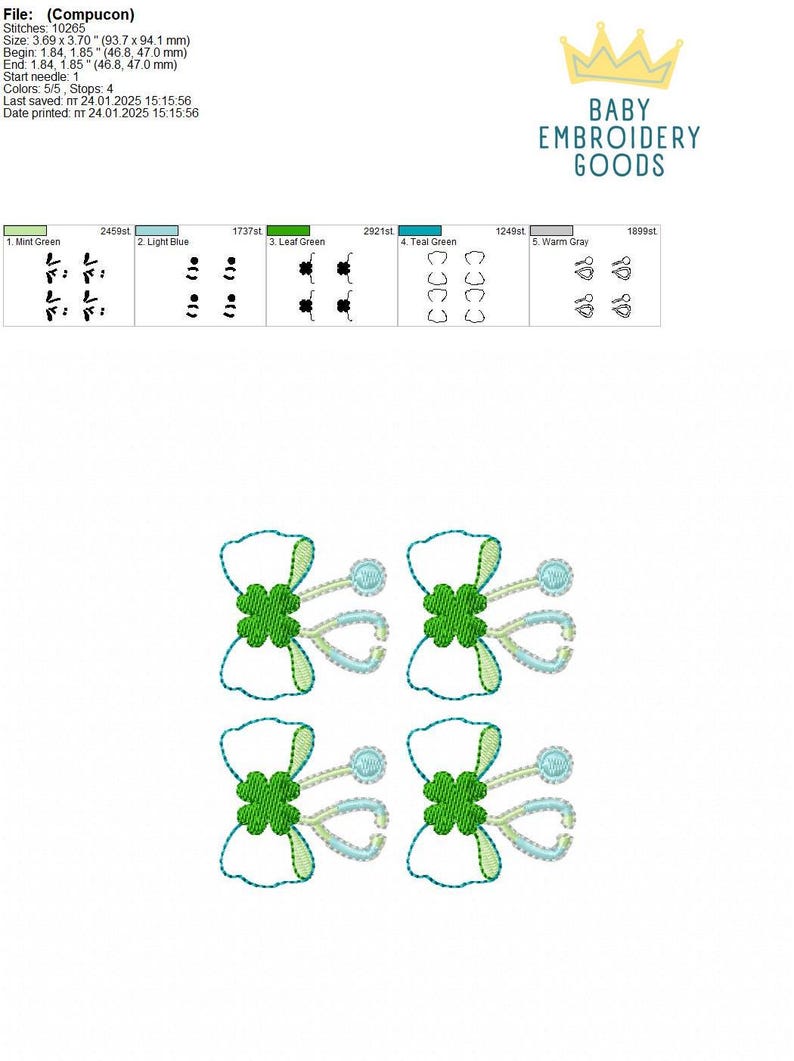 Four Leaf Clover Bow Stethoscope 2 Size Feltie File Christmas Machine ...