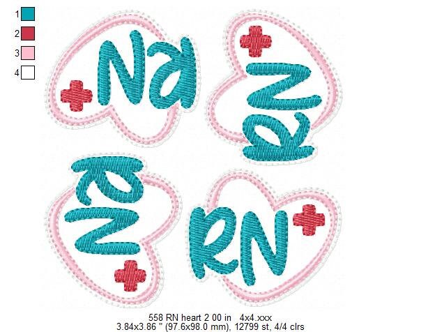 RN Heart Feltie Machine Embroidery Design (digital File) - Etsy