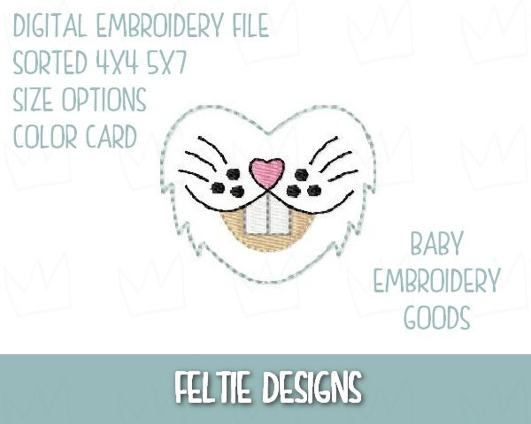 Bunny Heart Feltie 2 Sizes Plant Rabbit Feltie File Machine Embroidery ...