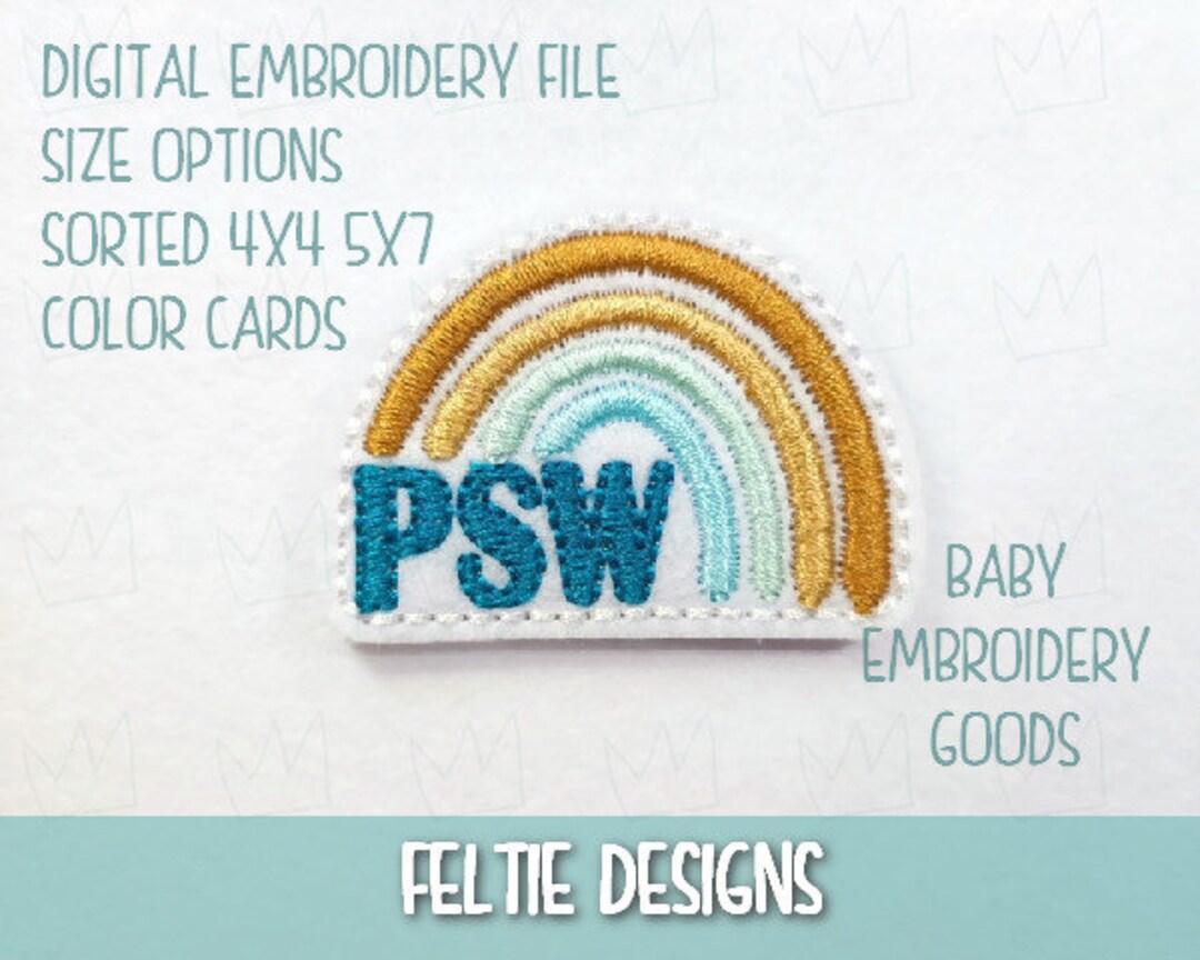 PSW Rainbow Feltie Design 2 Sizes Machine Embroidery Design Feltie ...