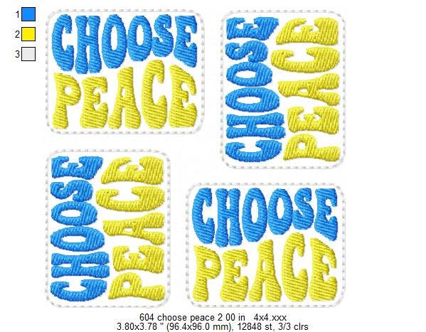 Choose Peace 2 Sizes Feltie File Machine Embroidery Design Feltie ...