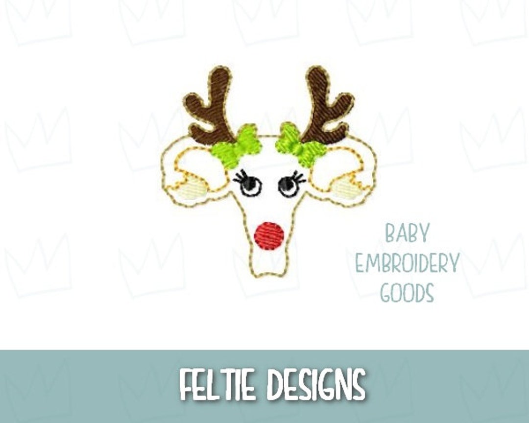 Christmas Reindeer Uterus 2 Size Feltie File Machine Embroidery Design ...