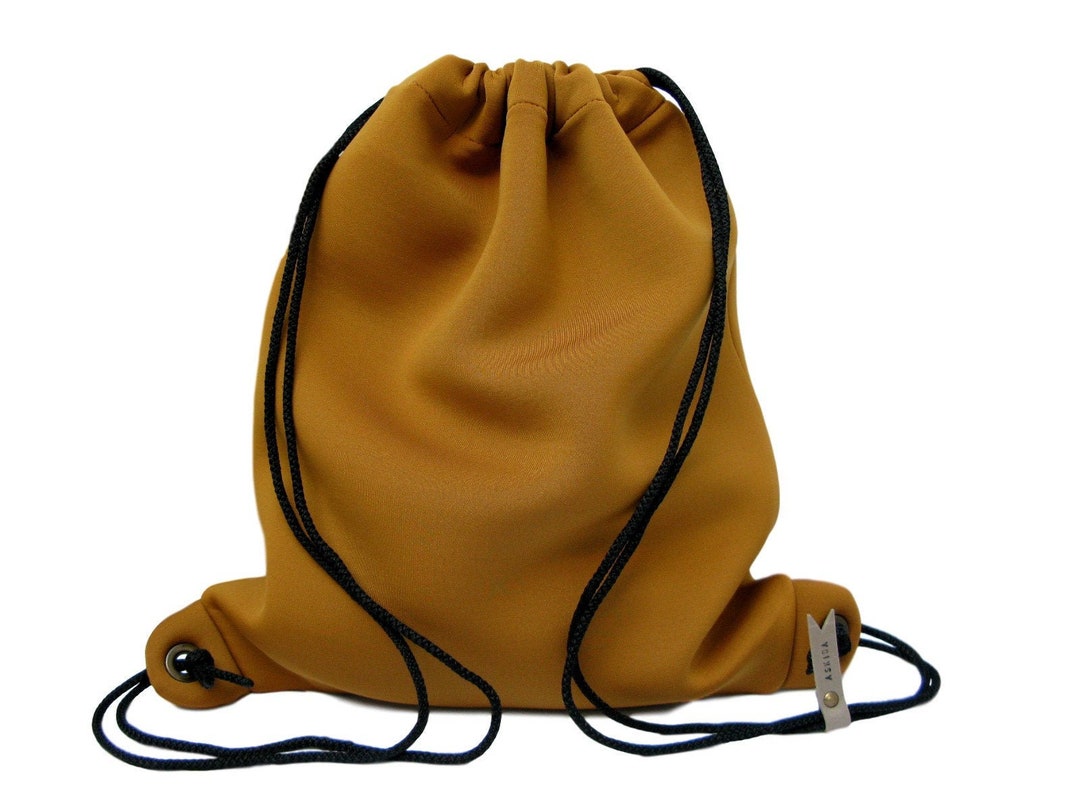 Mustard Yellow Spandex Drawstring Bag Backpack Gym Sack Cinch Backpack ...