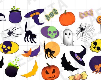 Skull Plant Cliparts Halloween Graphics Cute Cartoon Spooky - Etsy