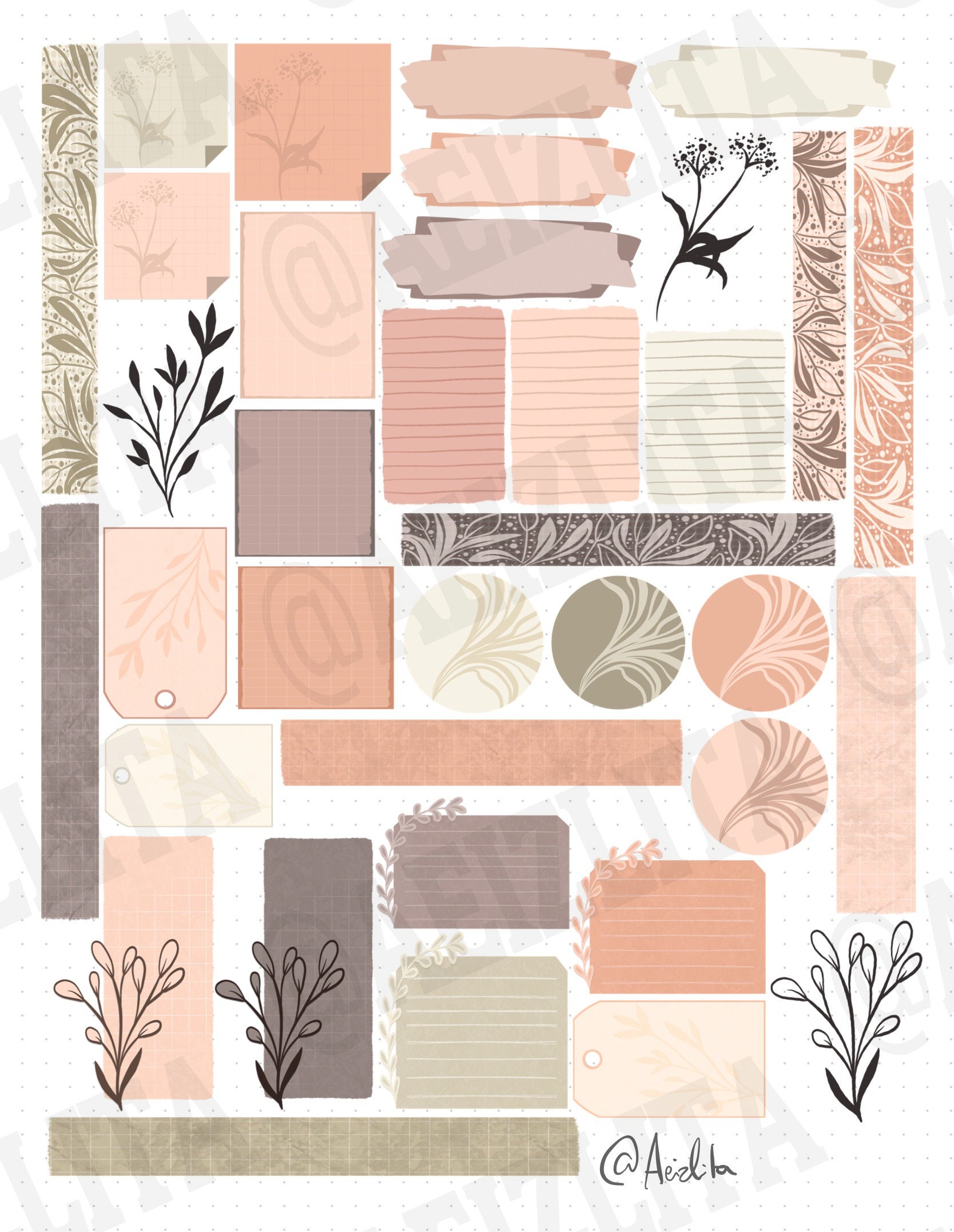 63 Digital Planner Stickers Goodnotes Journal/diary/notebook Botanical ...