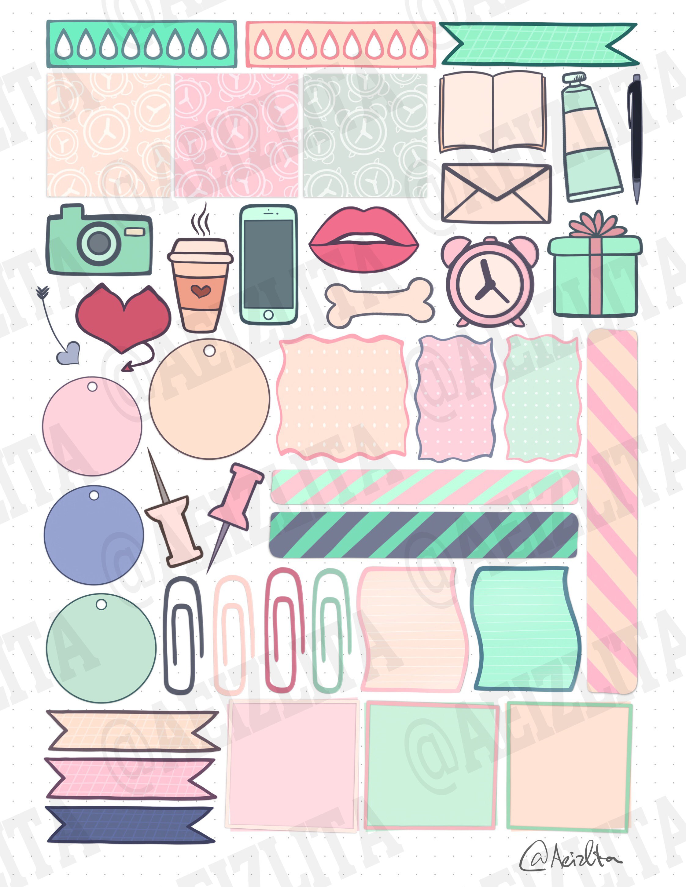 82 Digital Stickers Goodnotes Planner/journal/diary Sticky Notes/paper ...