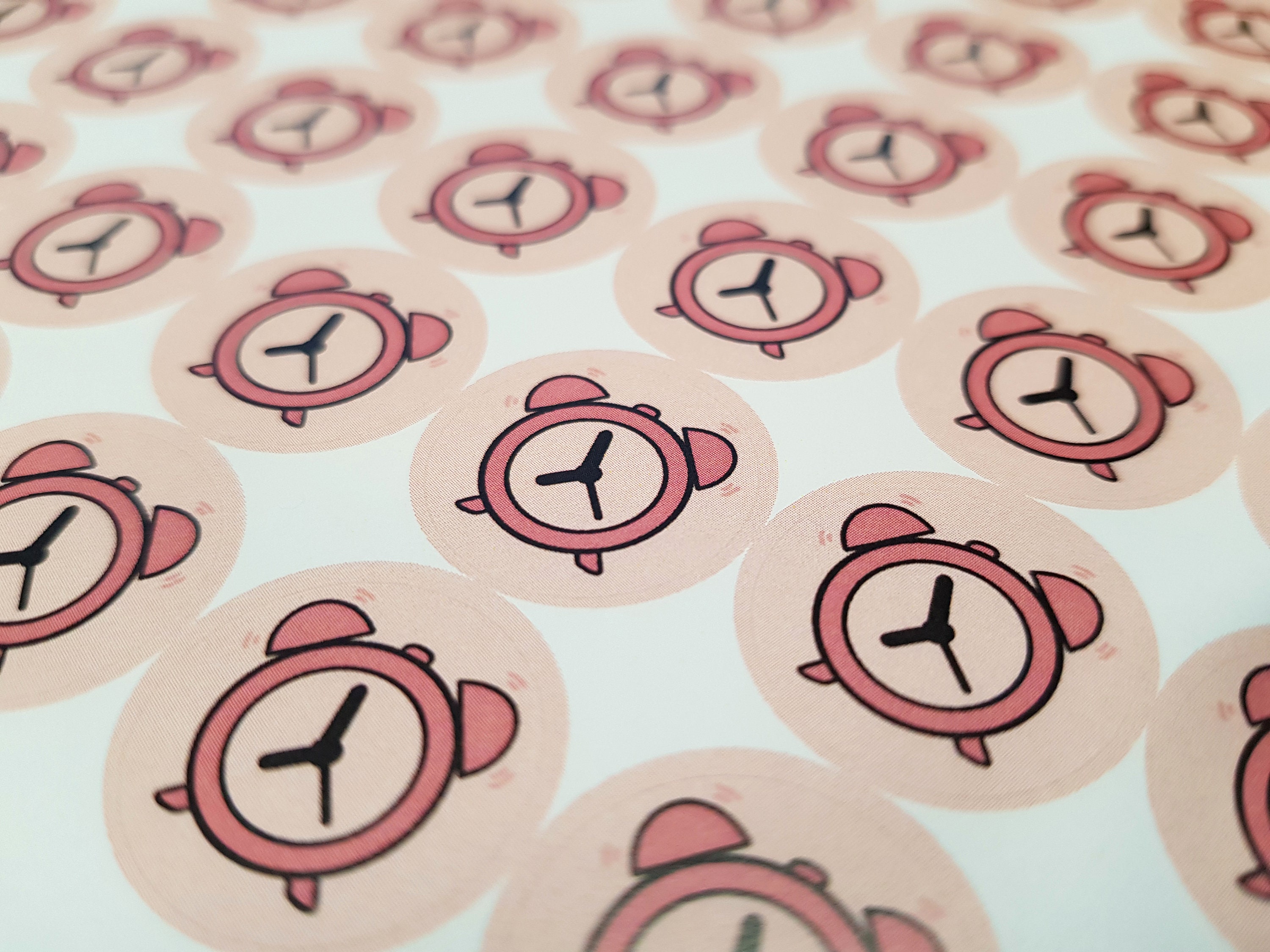 54 Alarm Clock Stickers on A5 Sheet Matt Premium Paper 19 Mm Circles ...