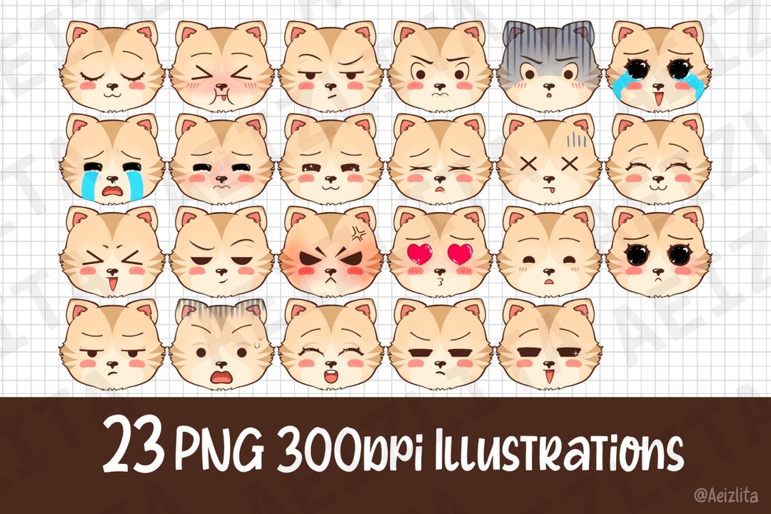 23 Kitty Emoji Clip Art Illustrations - PNG Images - Digital/stickers ...