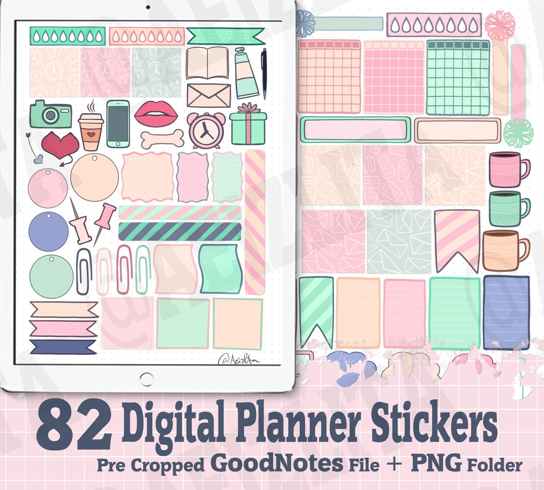 82 Digital Stickers Goodnotes Planner/journal/diary Sticky - Etsy