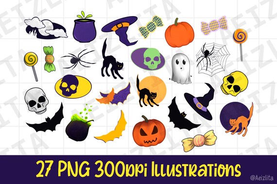 27 Halloween Clip Art Illustrations PNG Images - Etsy