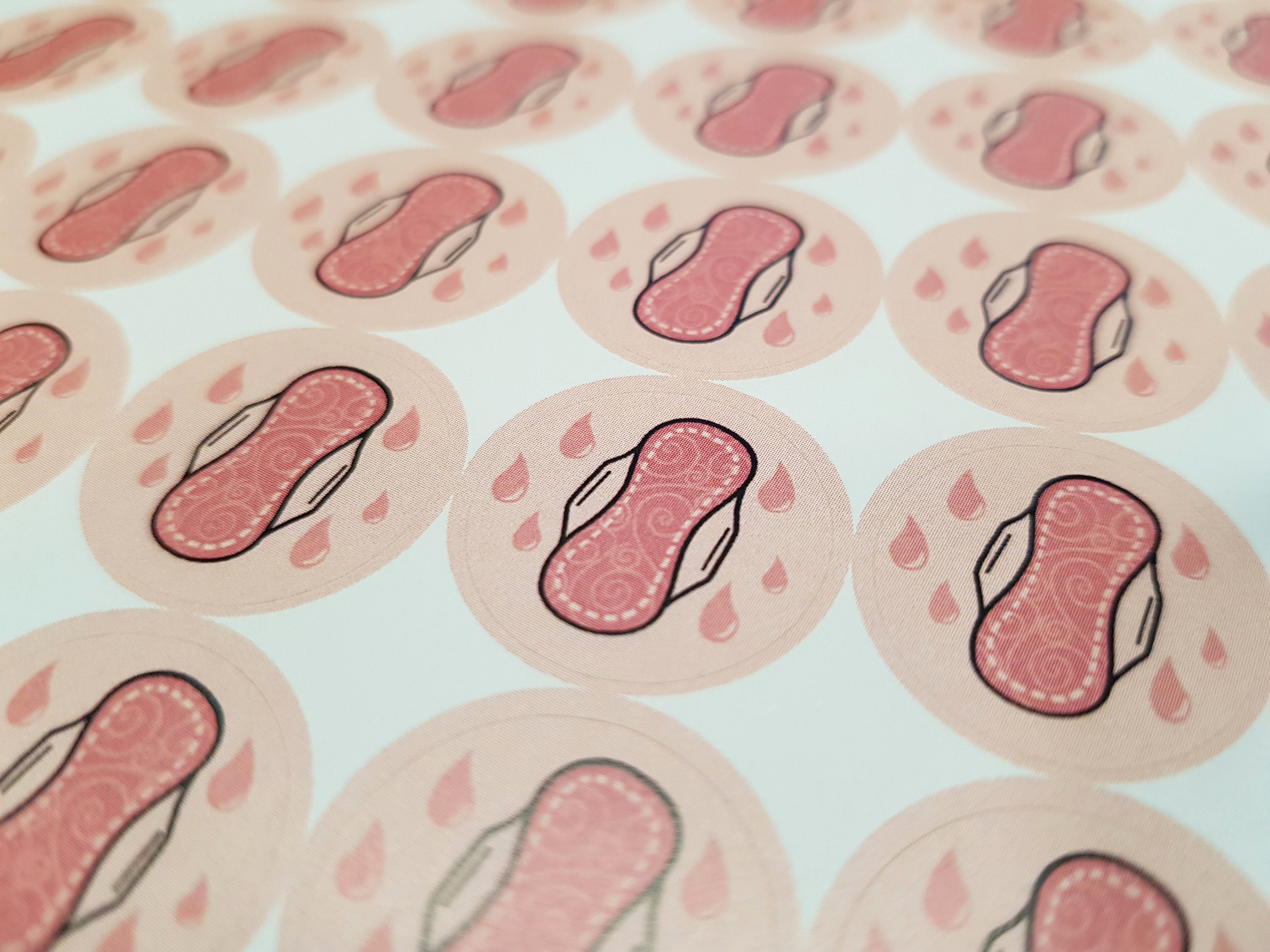 54 Sanitary Pad Stickers on A5 Sheet Matt Premium Paper 19 Mm Circles ...