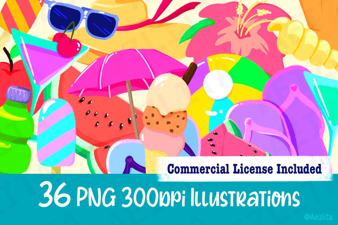 36 Hot Summer Clip Art Illustrations - PNG Images - COMMERCIAL LICENSE ...