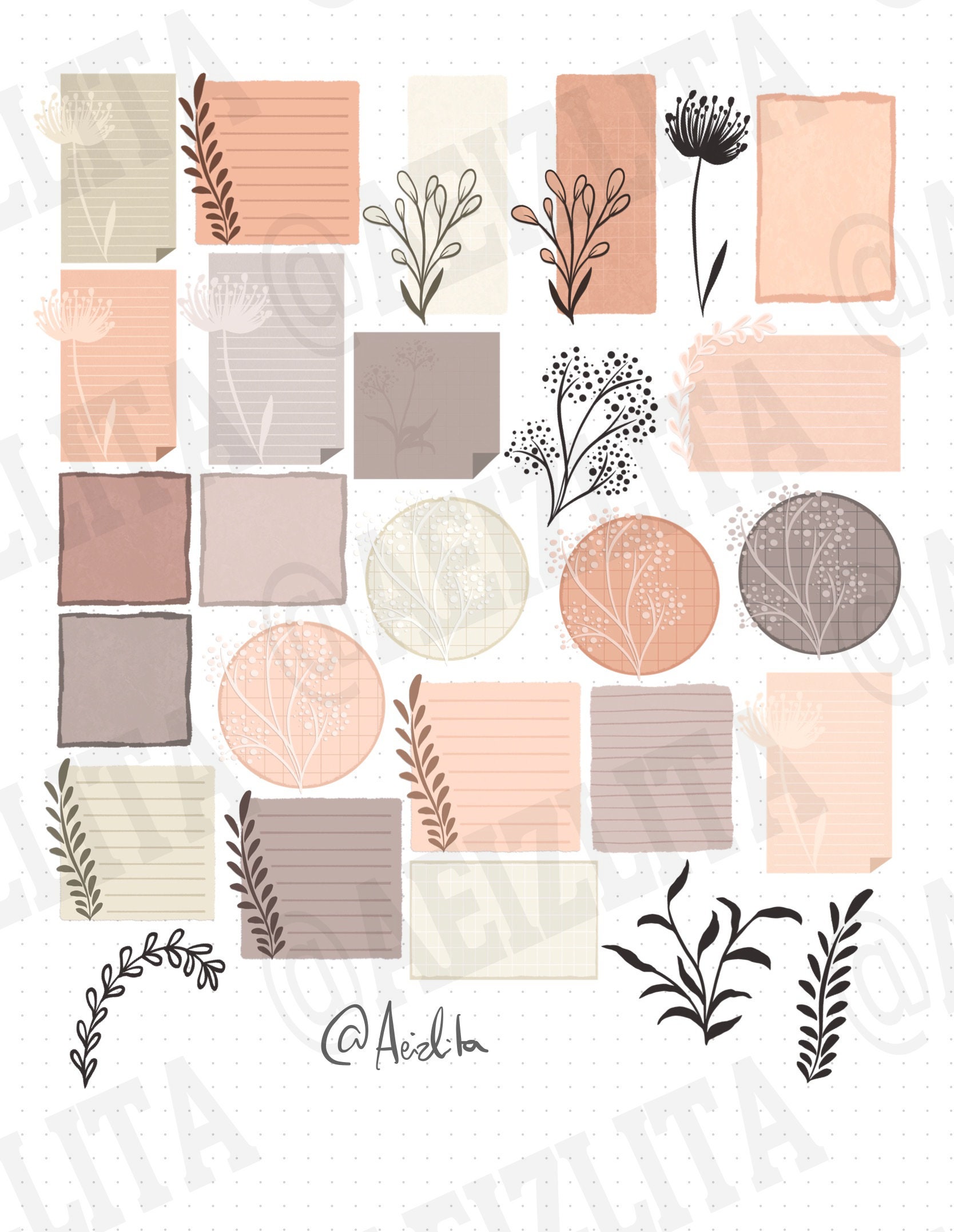 63 Digital Planner Stickers Goodnotes Journal/diary/notebook Botanical ...