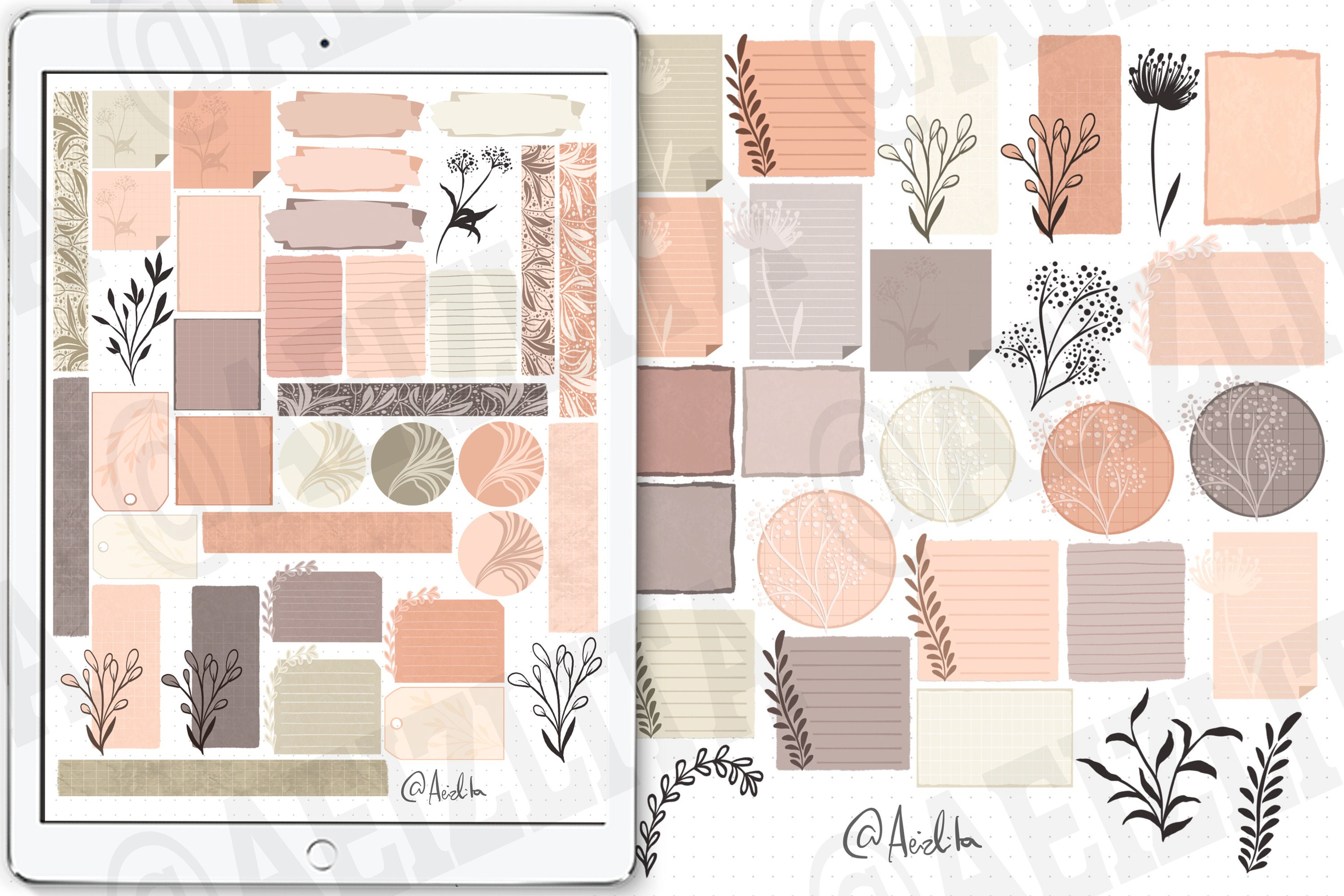 63 Digital Planner Stickers Goodnotes Journal/diary/notebook Botanical ...