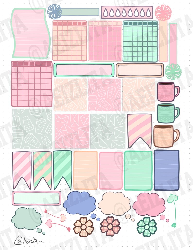 82 Digital Stickers Goodnotes Planner/journal/diary Sticky Notes/paper ...