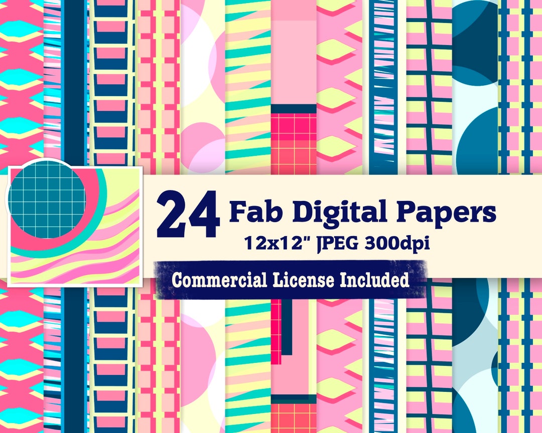 Fab Digital Papers LICENCIA COMERCIAL 12x12 pulgadas JPEG 300dpi Funky ...