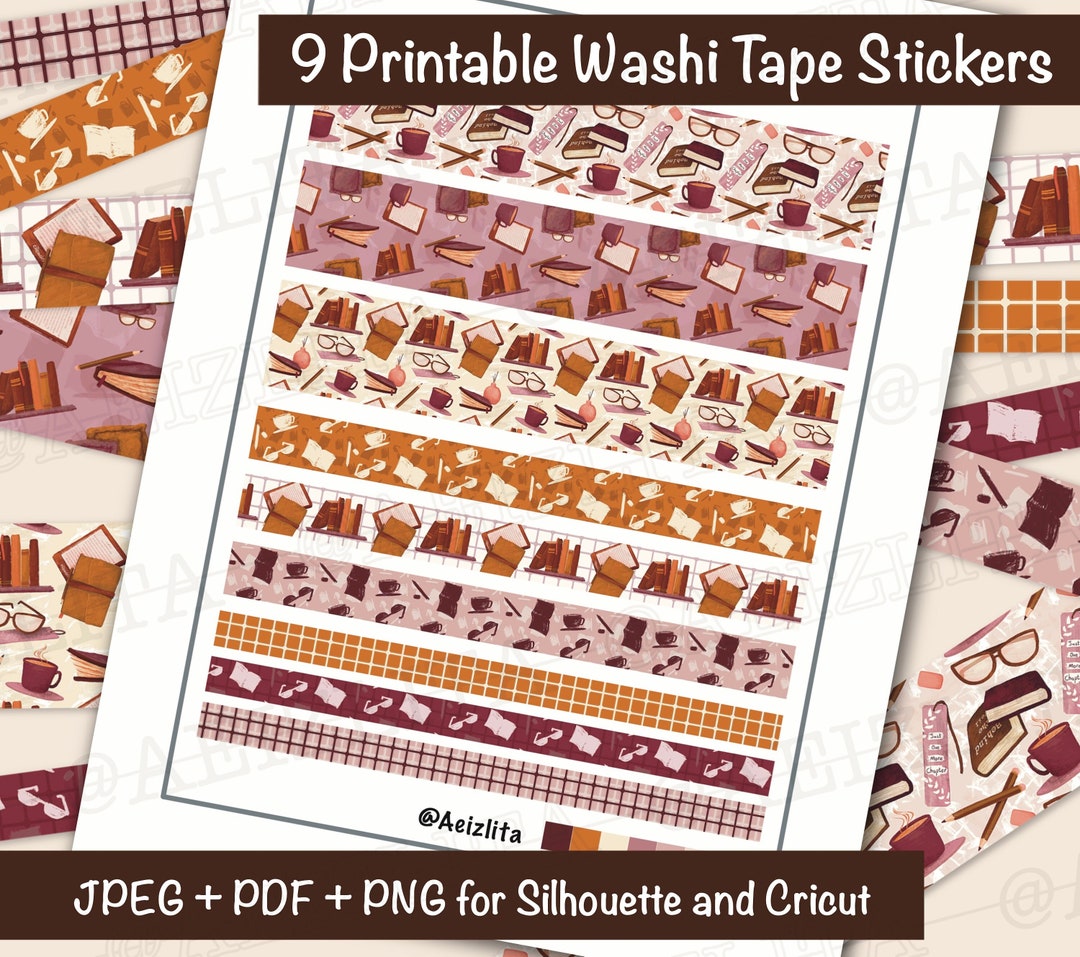 9 Cozy Corner Washi Tape Printable Stickers JPEG/PNG/PDF Pattern/books ...