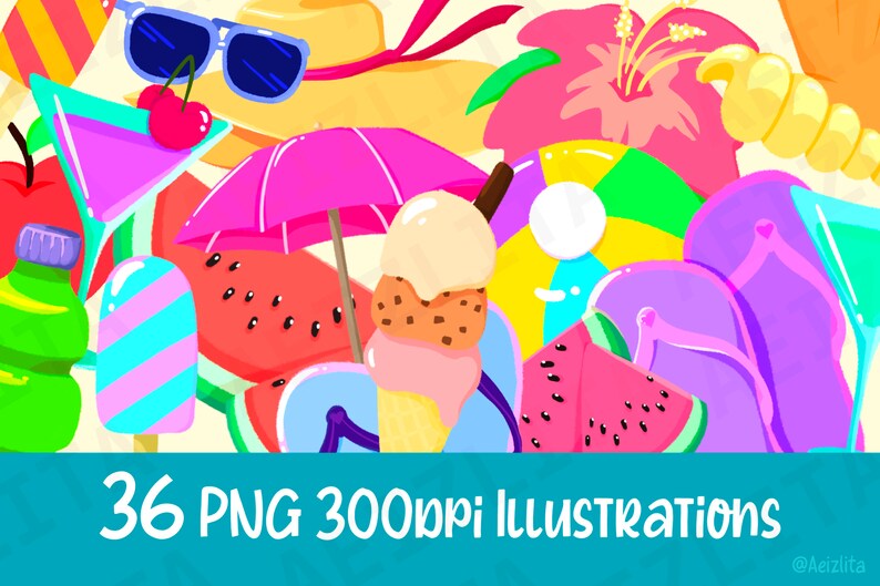 36 Hot Summer Clip Art Illustrations PNG Images - Etsy