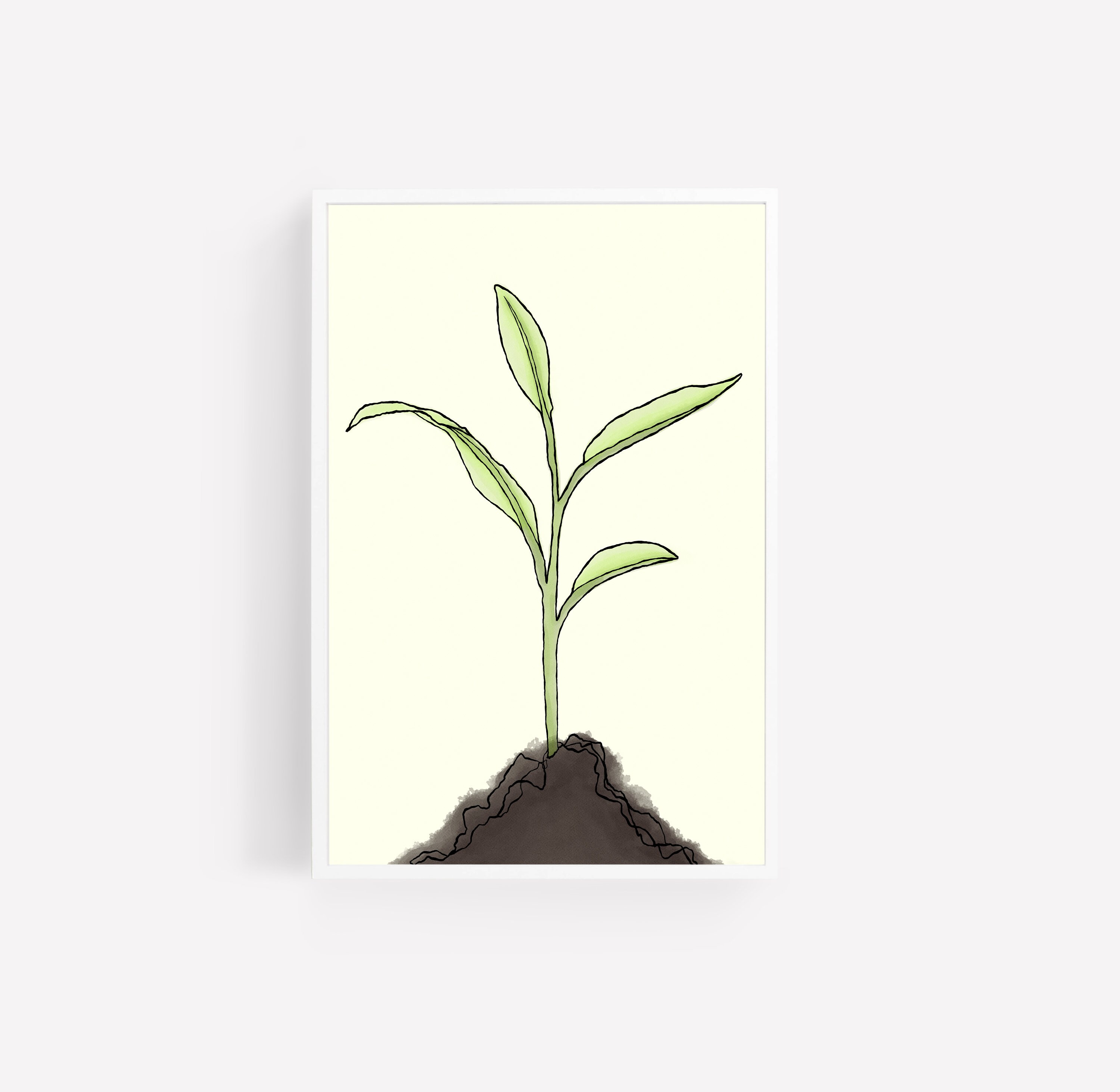 Sprouting Plant Line Art Print Download Printable - Etsy