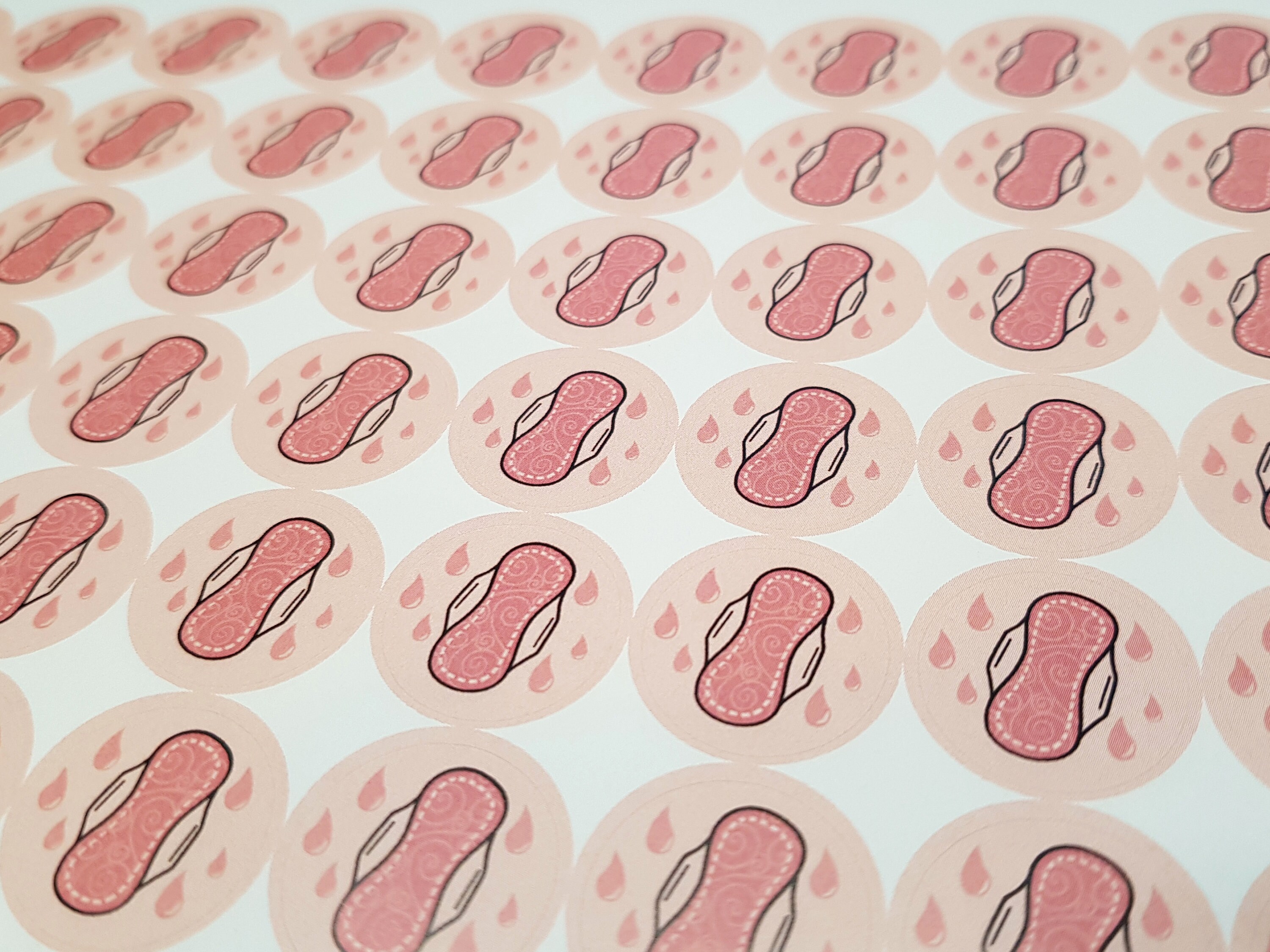 54 Sanitary Pad Stickers on A5 Sheet Matt Premium Paper 19 Mm Circles ...