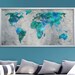 World Map Canvas Turquoise World Map Decor World Map Push Pin Atlas ...