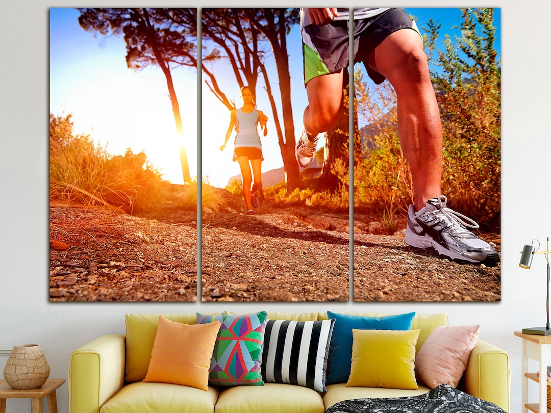 Runner Canvas Sports Decor Motivation Art Running Man Print Sports Room ...