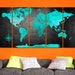 World Map Canvas Turquoise World Map Deco World Map Push Pin - Etsy