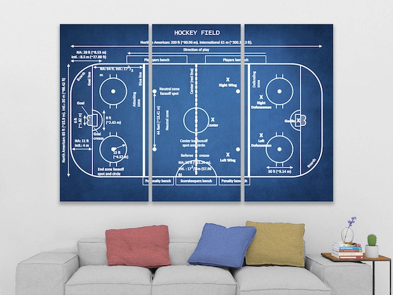 Hockey Rink Diagram Canvas Ice Hockey Field Blueprint Art - Etsy Canada