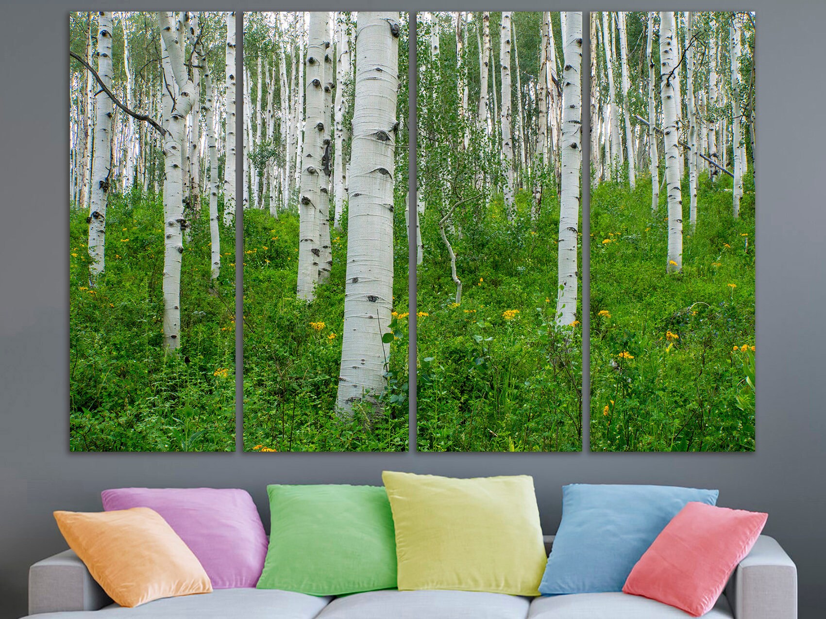 Birch tree canvas Woodland decor Aspen tree art Birch grove | Etsy