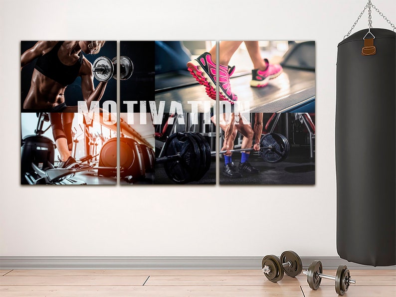 Sports Collage Canvas Gym Decor Workout Inspiration Home Gym Decor ...