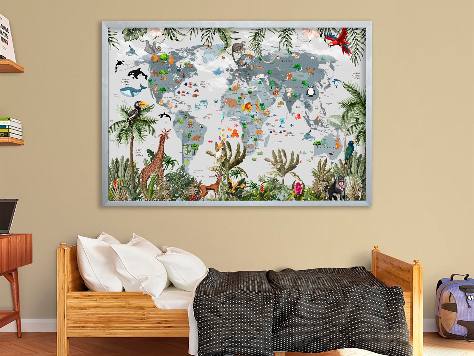 Nursery World Map Canvas Playroom Map Decor Kinderweltkarte - Etsy