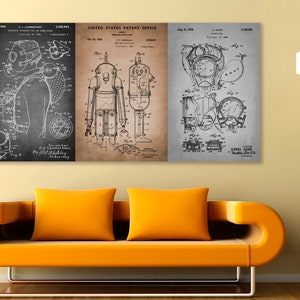 Scuba Diving Patent Art Print Set of 3 Diving Patent Canvas Deep Sea ...