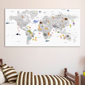 Kids World Map in SPANISH World Map Canvas Mapa Del Mundo En Español ...