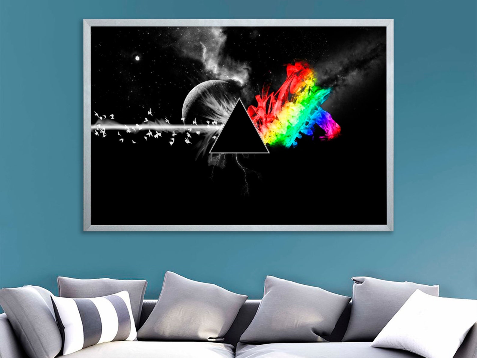 Pink Floyd Canvas Dark Side of the Moon Decor Rock N Roll Art Cosplay ...