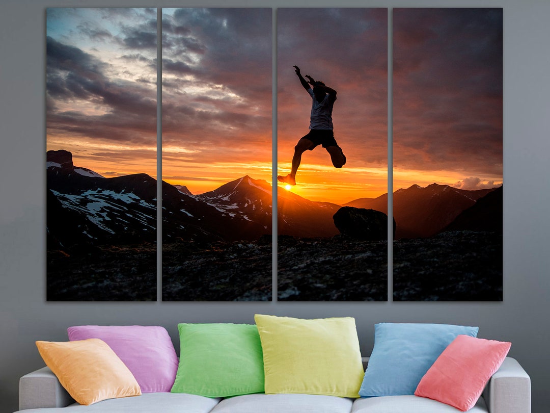 Runner Canvas Sports Decor Motivation Art Muscle Gym Print Sports Room ...