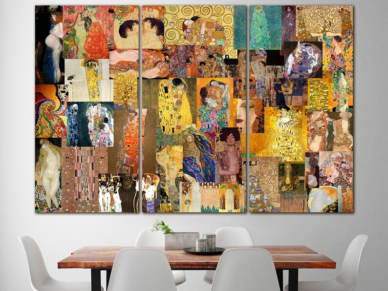 Collage Klimt Canvas Persistence of Memory Decor Surrealism - Etsy