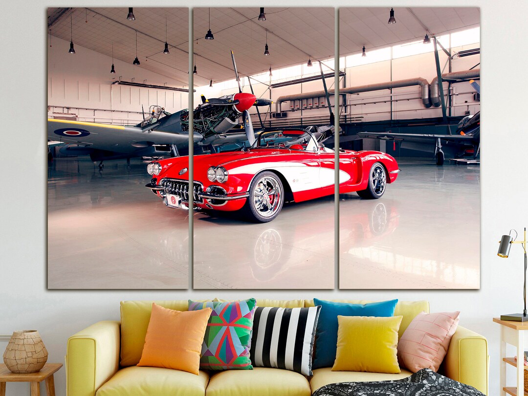 Red Chevrolet 1959 Canvas Old Car Art Chevrolet Print Retro Photo Art ...
