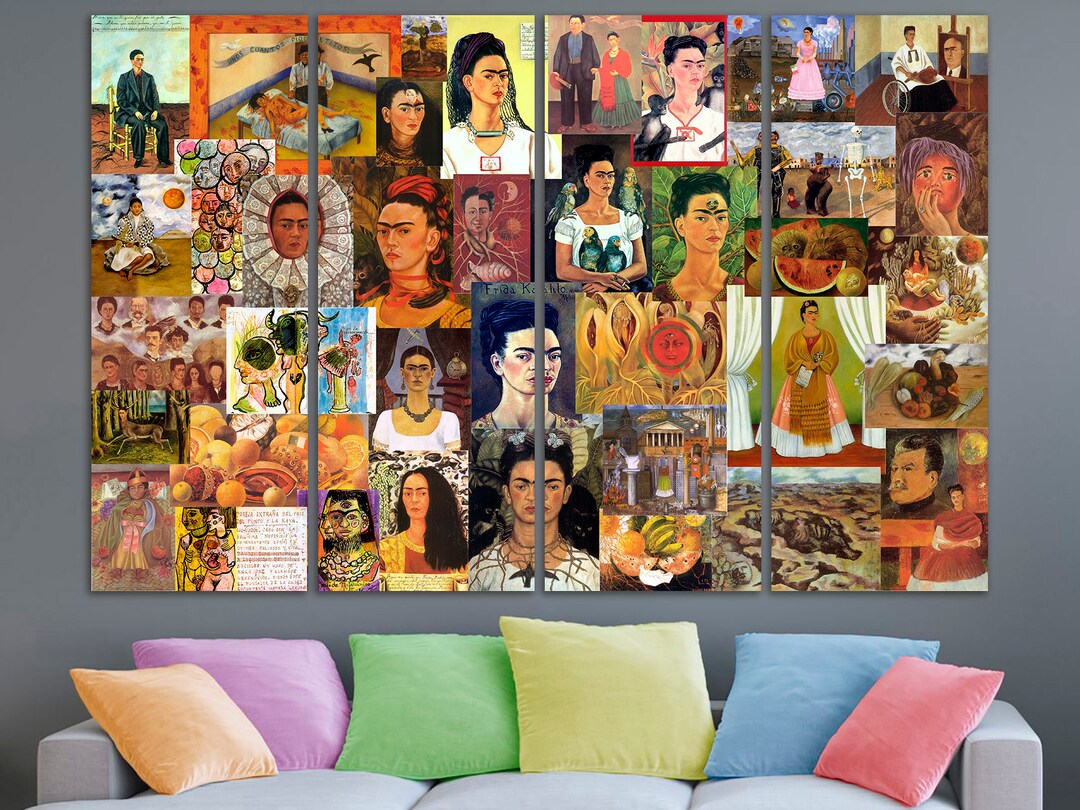 Collage Frida Kahlo Canvas Kahlo Portrait Decor Surrealism Art ...