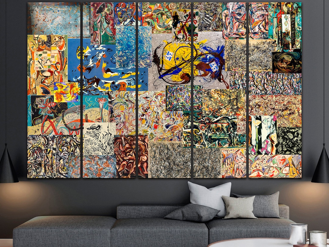 Vibrant Jackson Pollock Abstract Canvas Expressionist Collage Print ...