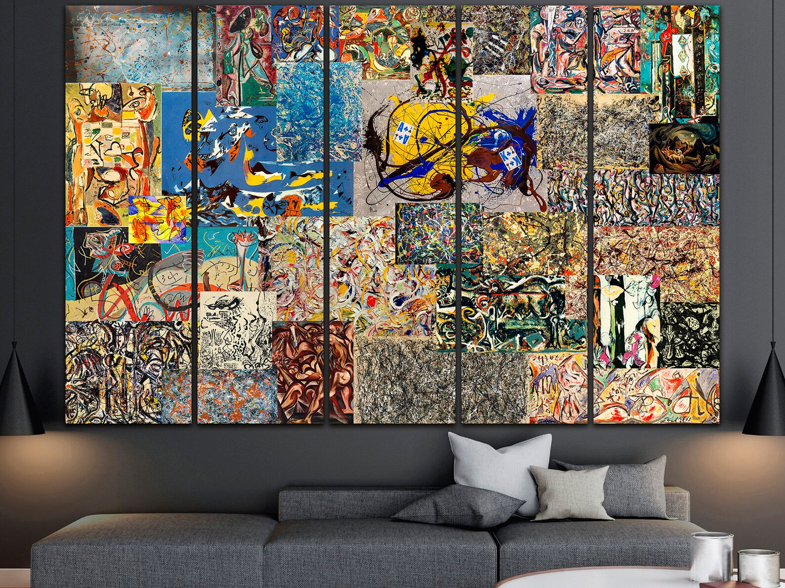 Collage Jackson Pollock Canvas She Wolf Decor Abstractionism | Etsy