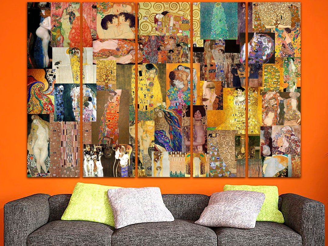 Collage Klimt Canvas Persistence of Memory Decor Surrealism Art ...