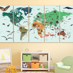World Map in SPANISH Kids World Map Canvas Mapa Del Mundo En Español ...