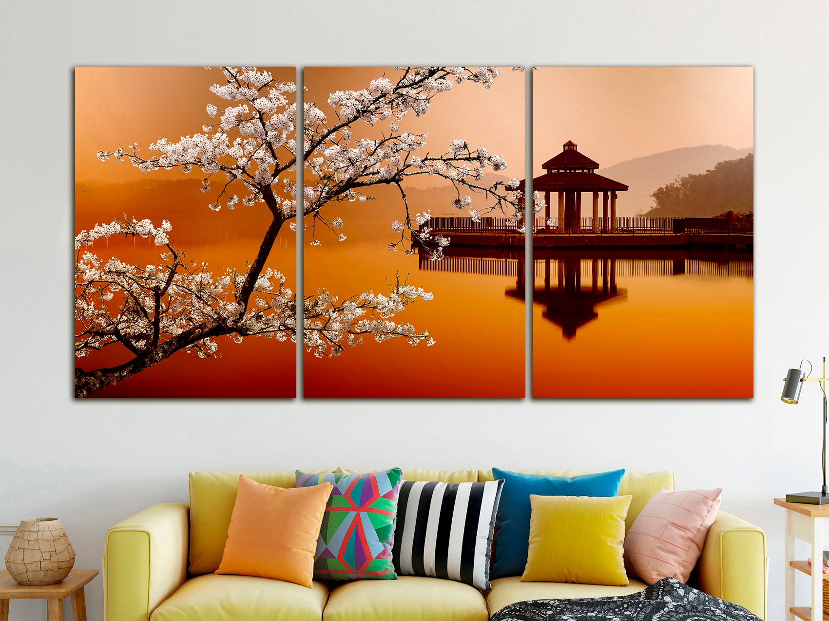 Sakura canvas Cherry blossom decor Asian art Cherry print | Etsy