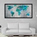 World Map Canvas Turquoise World Map Decor World Map Push Pin Atlas ...