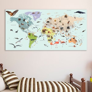 Kids World Map in FRENCH World Map Canvas Carte Du Monde En Français ...